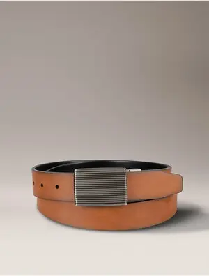 Calvin Klein Linear Grooves Leather Belt