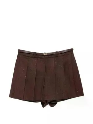 Maje Pleated Belted Shorts - Brown
