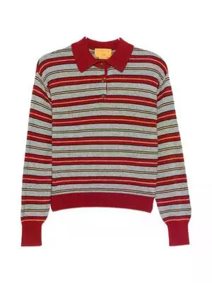 Guest In Residence Striped Polo-collar Sweater - Grey