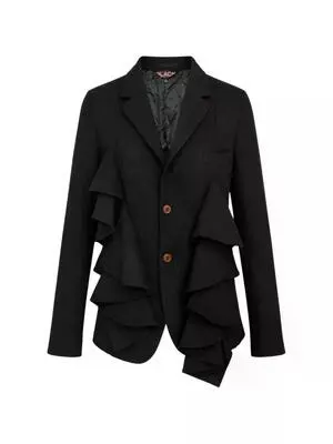 Comme Des Garçons Ruffled Gabardine Blazer - Black