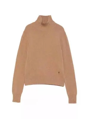 AMI Paris De Coeur Roll-neck Sweater - Neutrals