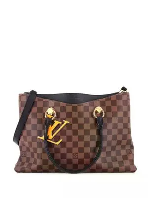 LOUIS VUITTON Riverside Handbag Damier With Leather Tote Bag - Brown