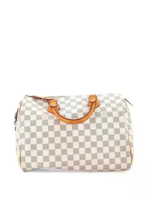 LOUIS VUITTON Speedy Handbag Damier 30 Satchel - White