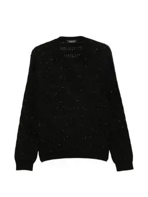 Fabiana Filippi Sequin-embellished Open-knit Sweater - Black