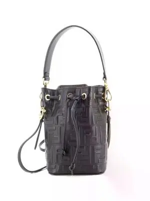 Fendi Mon Tresor Zucca Embossed Leather Mini Bucket Bag - Black