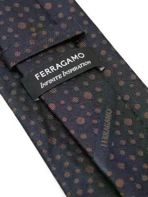FERRAGAMO Pois-print Silk Tie - Blue