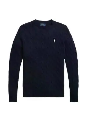 Polo Ralph Lauren Cable-knit Embroidered-logo Sweater - Blue