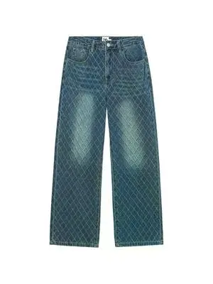 B+AB Diamond-pattern Wide-leg Jeans - Blue