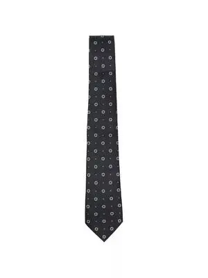 Saint Laurent Patterned Silk Tie - Black