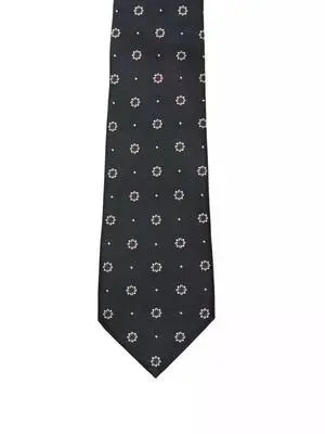 Saint Laurent Patterned Silk Tie - Black
