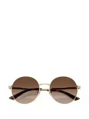 JIMMY CHOO Glitter-embellished Round-frame Sunglasses - Gold