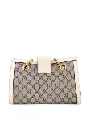 Gucci Padlock Chain Tote Gg Coated Canvas With Leather Small Shoulder Bag - Brown