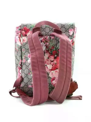 Gucci Buckle Blooms Print Gg Coated Canvas Small Backpack - Brown