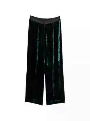 FORTE_FORTE Moiré Crushed-velvet Straight-leg Trousers - Green