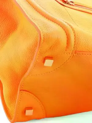 Celine Luggage Bag Grainy Leather Mini Tote Bag - Orange