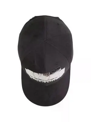 Balenciaga Logo-print Tape-detail Baseball Cap - Black