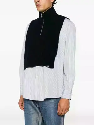 MAISON MARGIELA Ribbed-knit Half-zip Sweater