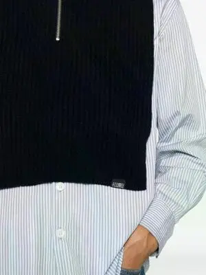 MAISON MARGIELA Ribbed-knit Half-zip Sweater