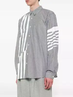 Noir Kei Ninomiya Printed Striped Organic Cotton Shirt