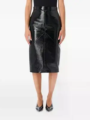 LANVIN Patent-finish Midi Skirt - Black
