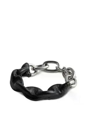 MAISON MARGIELA Leather-wrapped Chain-link Bracelet - Silver