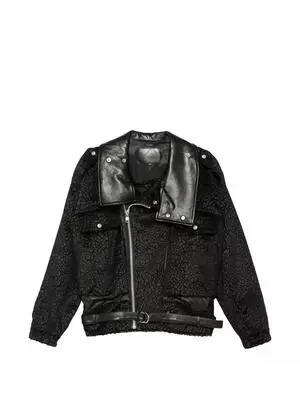 R13 Crackle-effect Belted Jacket