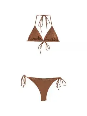 MC2 SAINT BARTH Annabelle Crystal-embellished Bikini - Brown