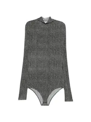 MAISON MARGIELA Herringbone-print High-neck T-shirt - Grey