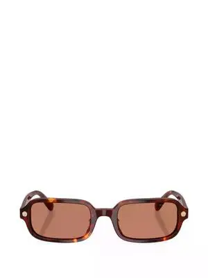 COACH Cfu11 Tortoiseshell-effect Rectangle-frame Sunglasses - Brown