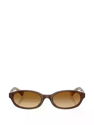 Burberry Check Oval-frame Sunglasses - Brown