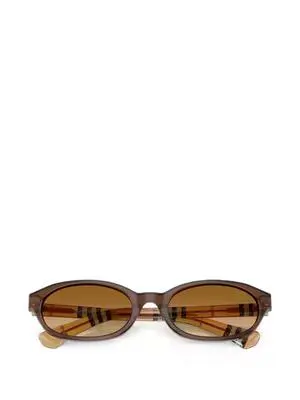 Burberry Check Oval-frame Sunglasses