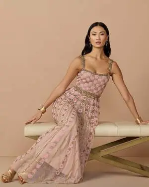 MAC DUGGAL COLLECTION Petite Sleeveless Embellished A-line Gown - Pink