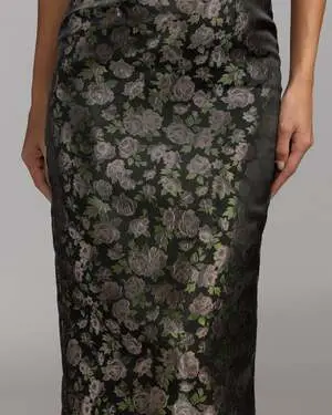 Mac Duggal Floral Brocade Midi Dress