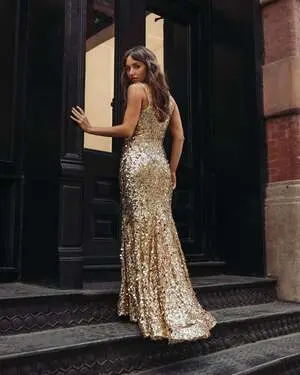Mac Duggal Mixed Sequin Mermaid Gown