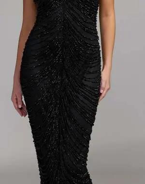 Mac Duggal Halter Neck Embellished Maxi Dress