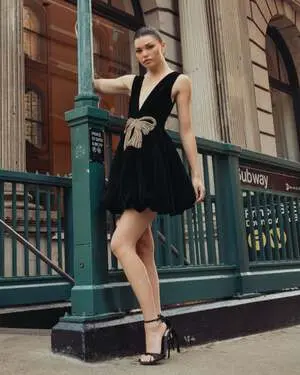 Mac Duggal Sleeveless Bubble Hem Velvet Mini Dress With Bow