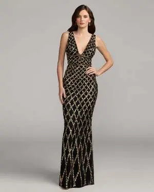 Mac Duggal Sequin Embellished Sleeveless Column Gown