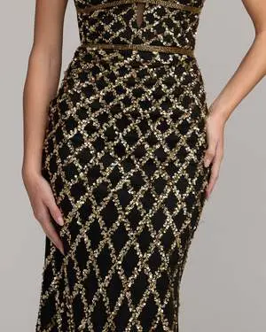 Mac Duggal Sequin Embellished Sleeveless Column Gown