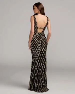 Mac Duggal Sequin Embellished Sleeveless Column Gown