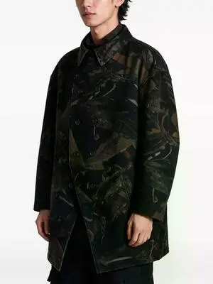 Yohji Yamamoto Abstract-pattern Double-breasted Coat