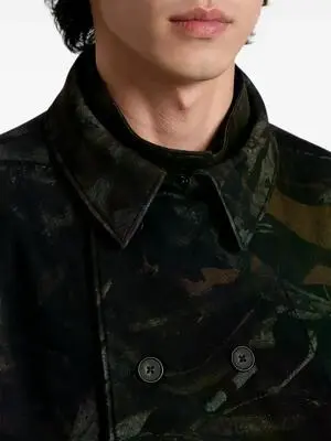 Yohji Yamamoto Abstract-pattern Double-breasted Coat