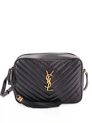 Saint Laurent Lou Camera Bag Matelasse Chevron Leather Small Crossbody Bag - Black