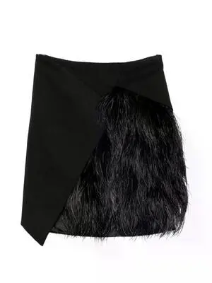 Gucci 2010s Feather-trim Wrap Mini Skirt - Black