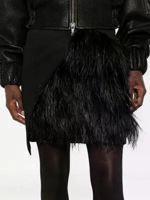 Gucci 2010s Feather-trim Wrap Mini Skirt