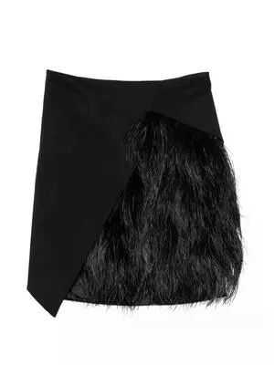 Gucci 2010s Feather-trim Wrap Mini Skirt - Black