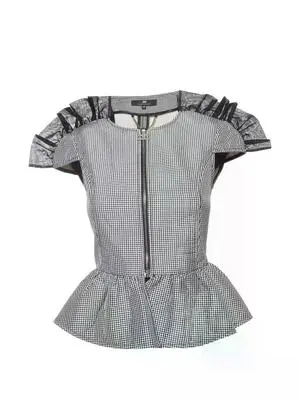 Elisabetta Franchi Check-pattern Peplum Top - White