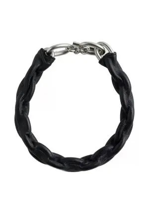 MAISON MARGIELA Leather-wrapped Chain Necklace - Silver