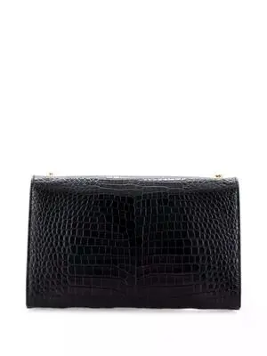 Saint Laurent Classic Monogram Tassel Crocodile Embossed Leather Medium Crossbody Bag