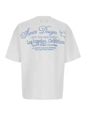 Amiri White Crew Neck T-shirt With Front And Back Print In Cotton For