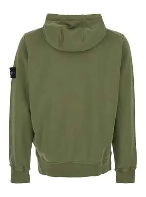 Stone Island Hoodie With Drawstring And Logo Patch On Sleeve In Cotton - Green